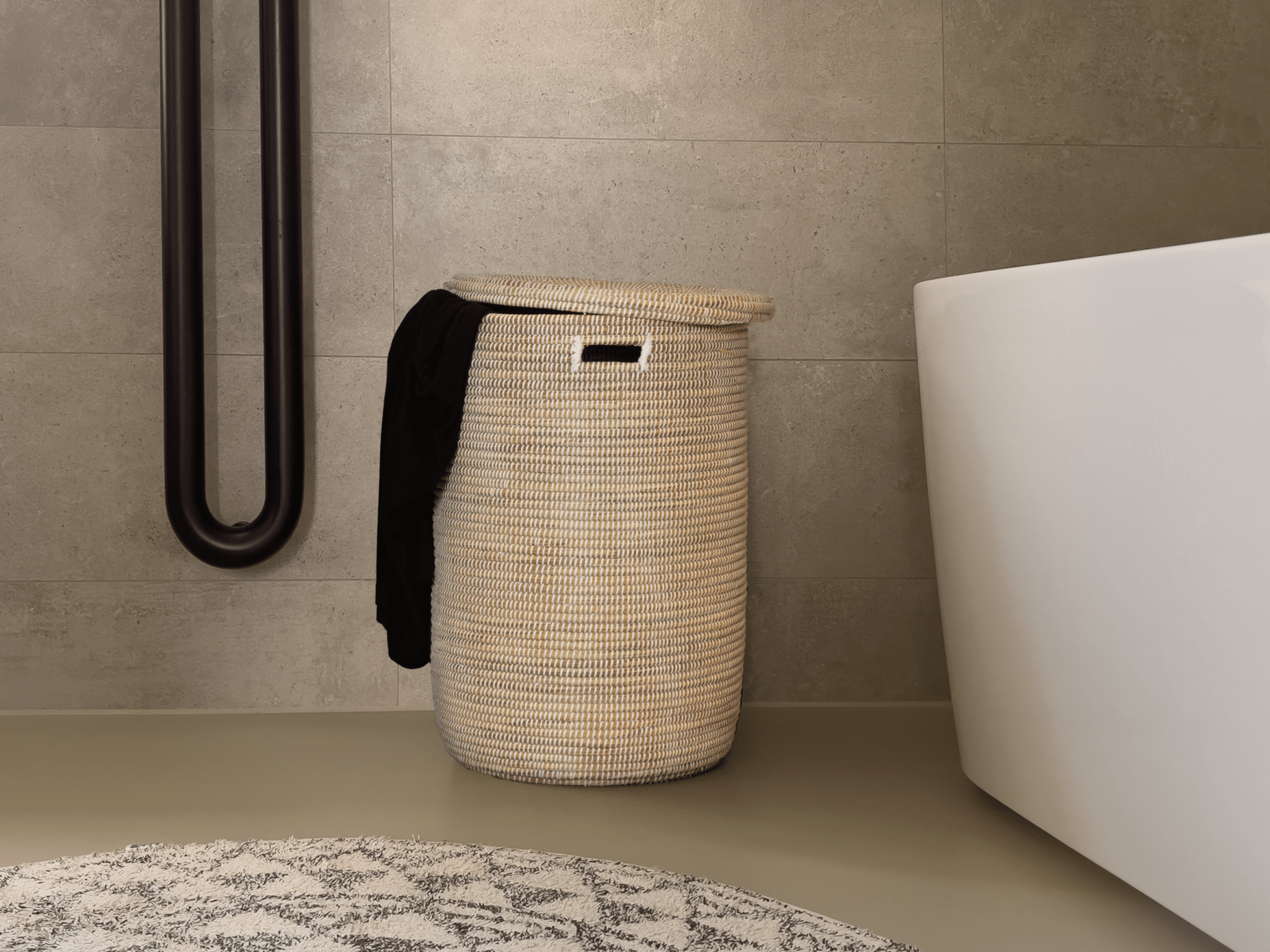 Grote Rieten Wasmand - Wit - ByLebon