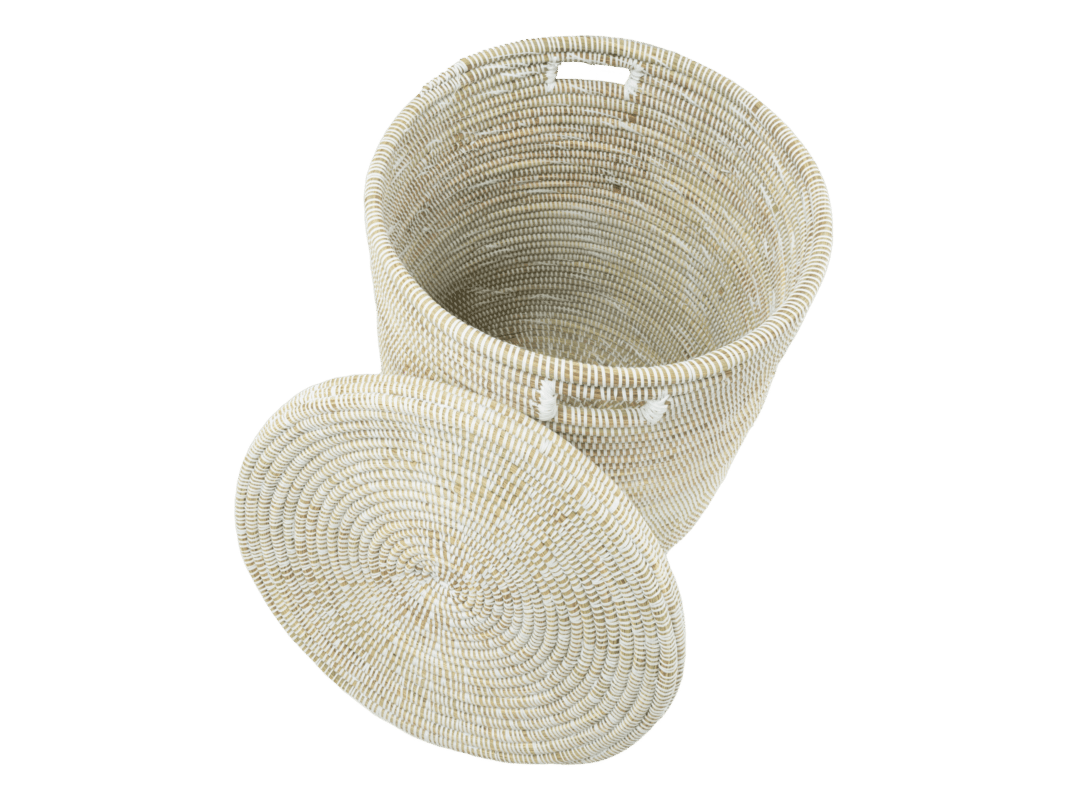 Grote Rieten Wasmand - Wit - ByLebon